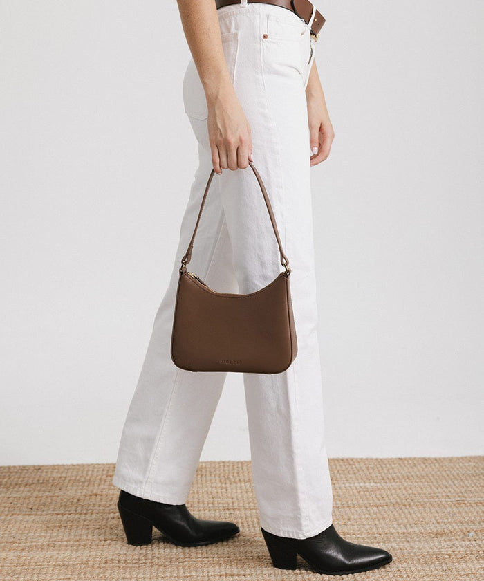 Lyra Classic Leather Shoulder Bag | Handbag Purse with Zipper