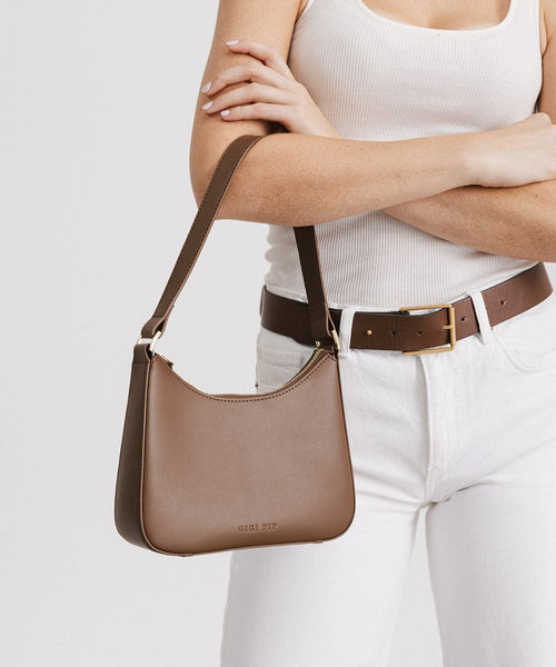 Lyra Classic Leather Shoulder Bag | Handbag Purse with Zipper