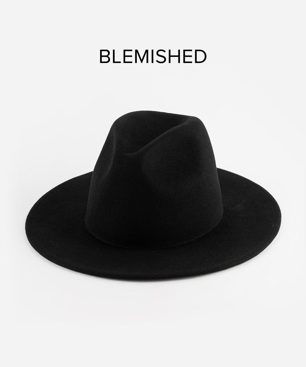 Wide Flat Brim Wes Fedora - Black