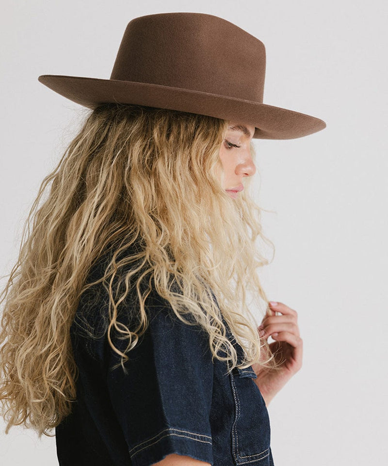 Rowan Wide Brim Fedora | Women’s Felt Teardrop Fedora Hat - GIGI PIP