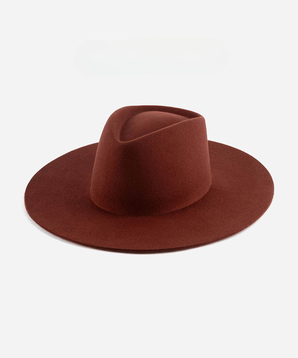 Dakota Triangle Crown Wide Brim Hat - Rusty Red | Australian Wool