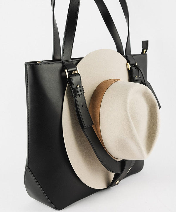 Hayes Leather Hat Carrying Tote | Genuine Leather Travel Bag for Women